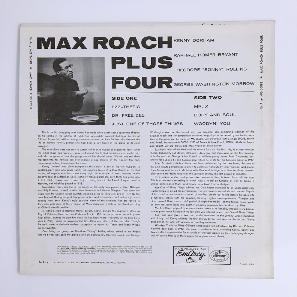 LP/ MAX ROACH / MAX ROACH PLUS FOUR / US盤 赤ラベル EmArcy MG36098 – REALLY GOOD